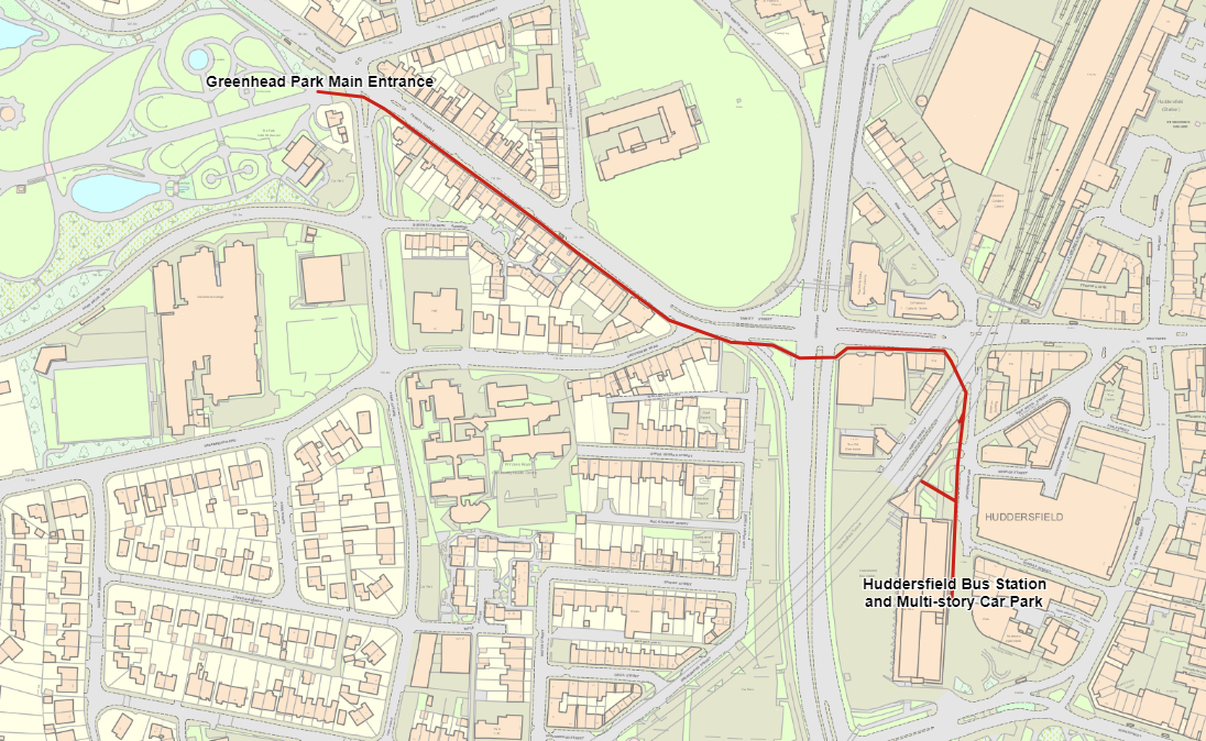 Huddersfield Bus Station to Greenhead Park | AccessAble